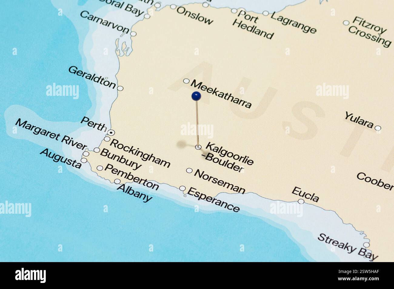 blue pin needle into kalgoorlie boulder city of australia political map ...