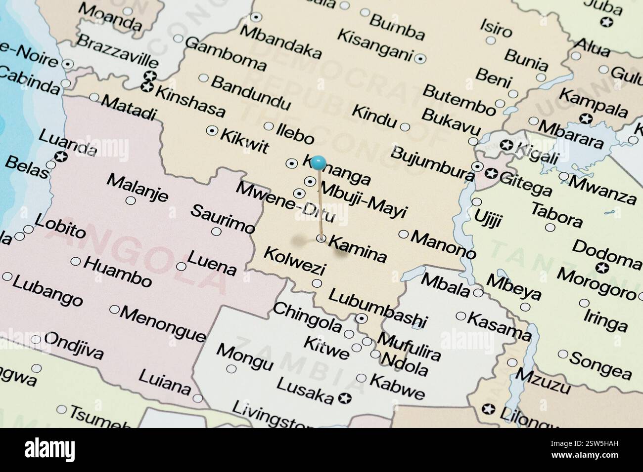 light blue pin needle into kamina city of democratic republic of the ...