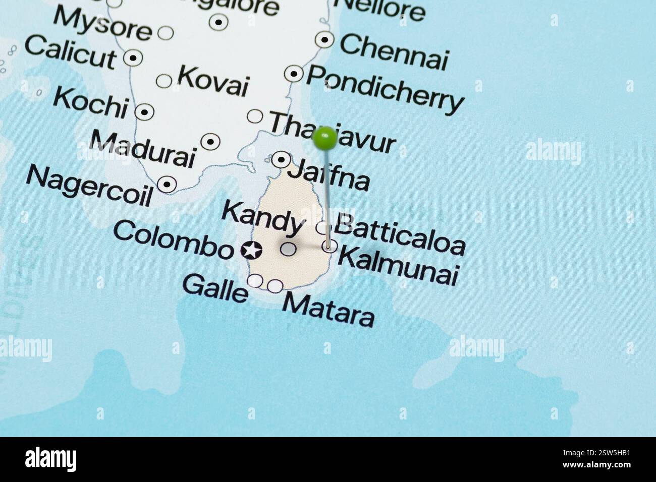 green pin needle into kalmunai city of sri lanka political map Stock ...