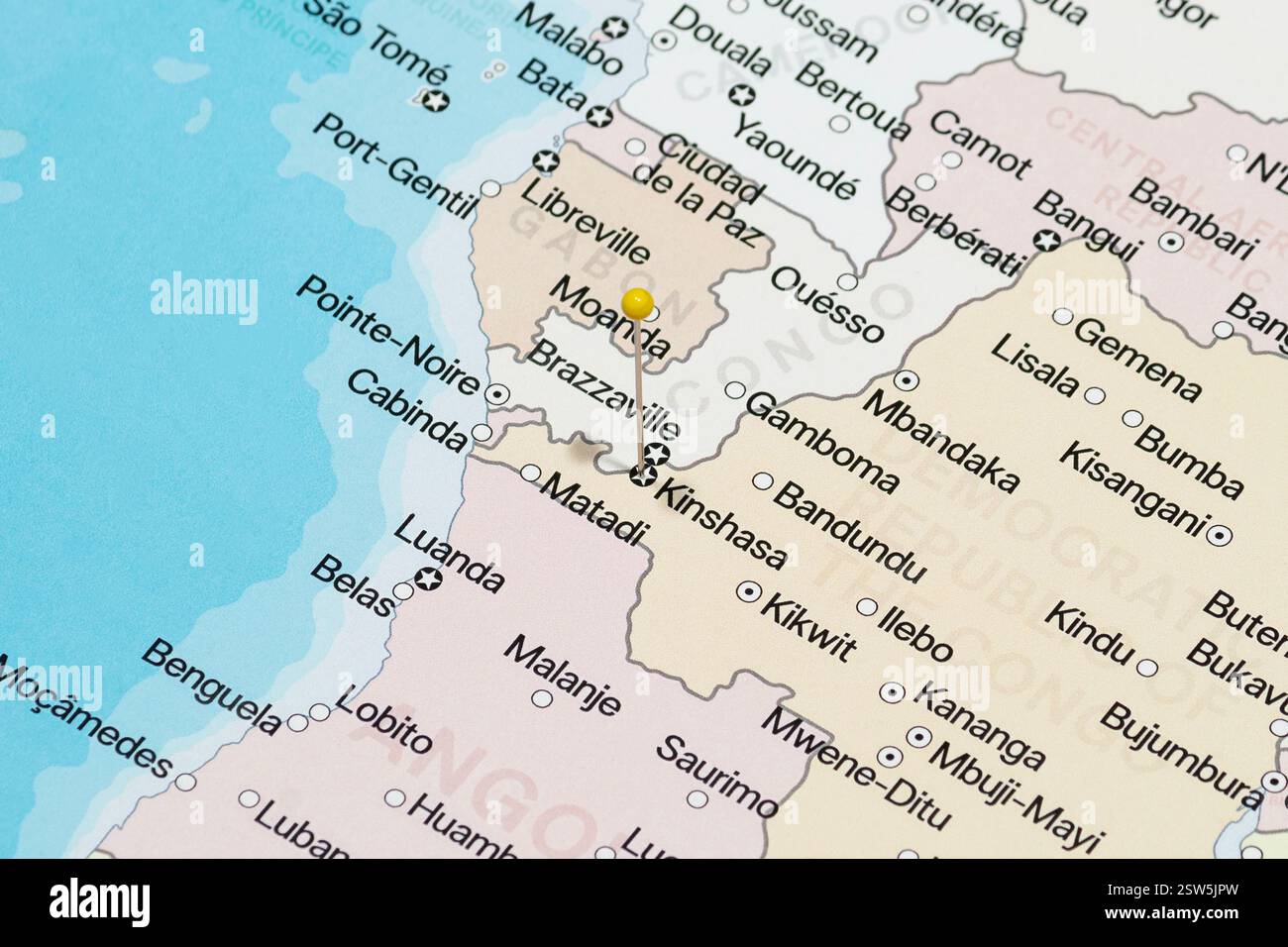 yellow pin needle into kinshasa city of democratic republic of the ...