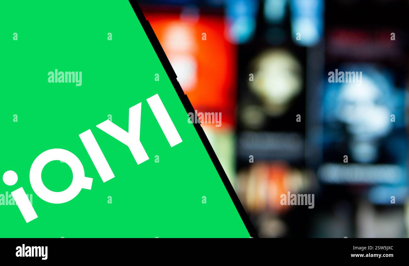 Dhaka, Bangladesh- 01 Oct 2024: iQIYI logo is diplayed on smartphone ...