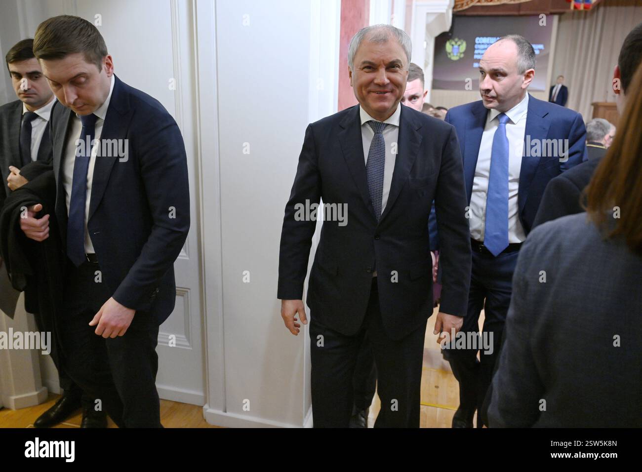 Chairman of the State Duma of Russia Vyacheslav Volodin (center) and ...