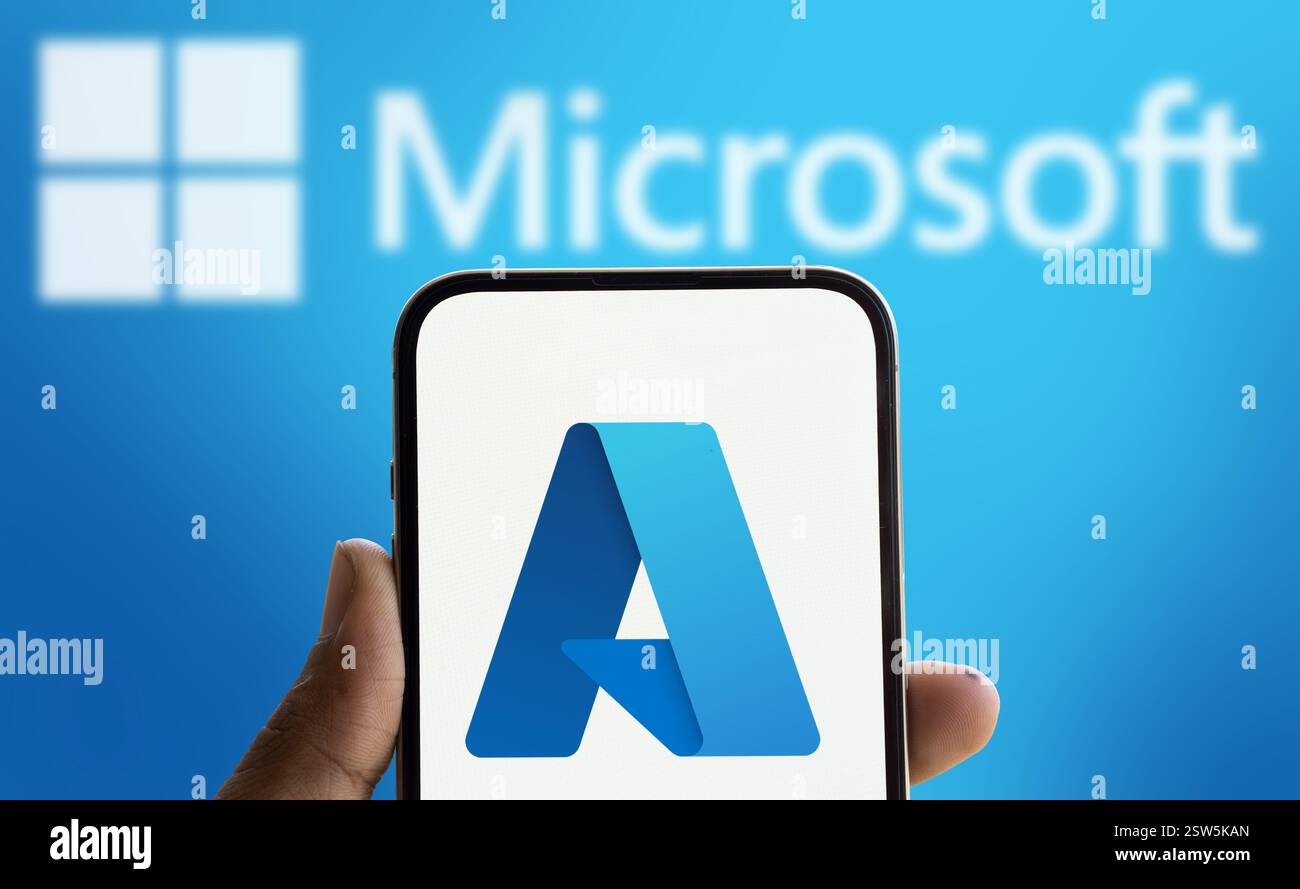 Dhaka, Bangladesh- 1 Oct 2024: Microsoft Azure logo is displayed on ...