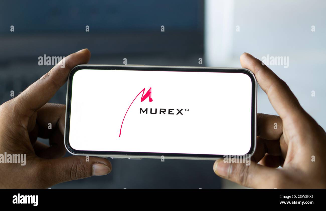 Dhaka, Bangladesh- 28 Sep 2024: MUREX logo is displayed on smartphone ...
