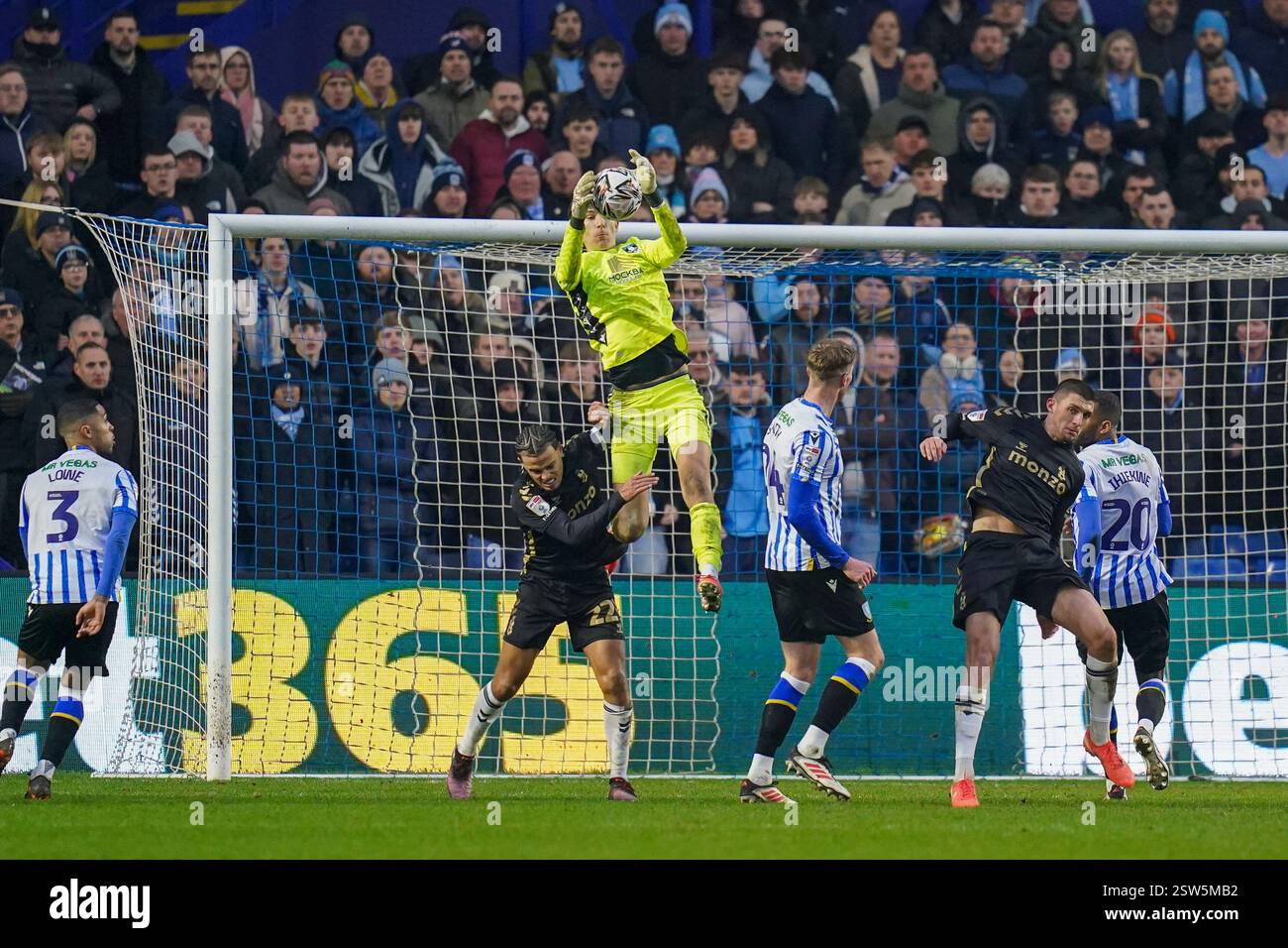Sheffield, UK. 15th Feb, 2025. Sheffield Wednesday goalkeeper James ...
