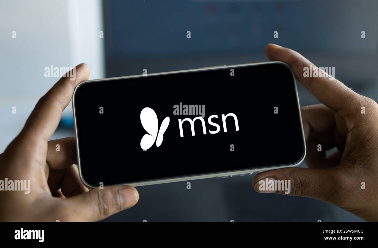 Dhaka, Bangladesh- 29 Sep 2024: msn logo is displayed on smartphone ...