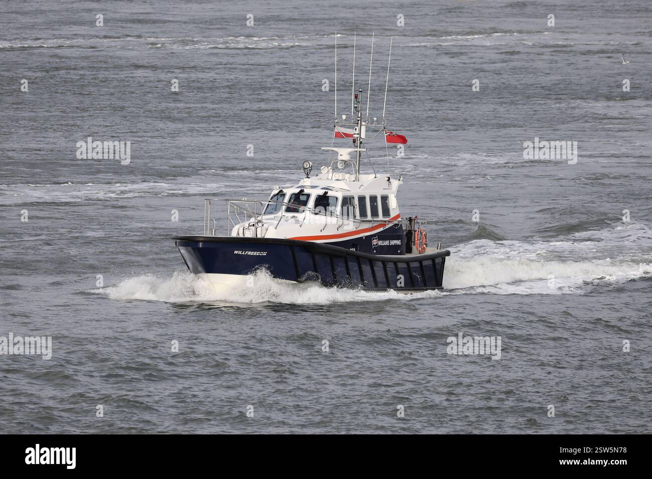 The commercial pilot launch WILLFREEDOM on its way to meet a ship on ...