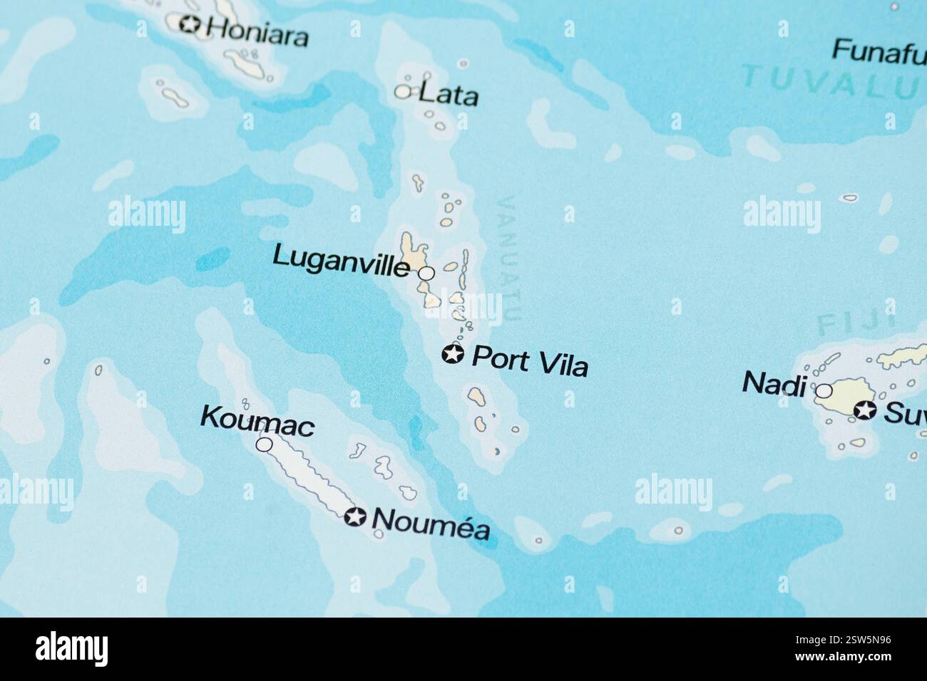 vanuatu political map with most important cities and country frontiers ...