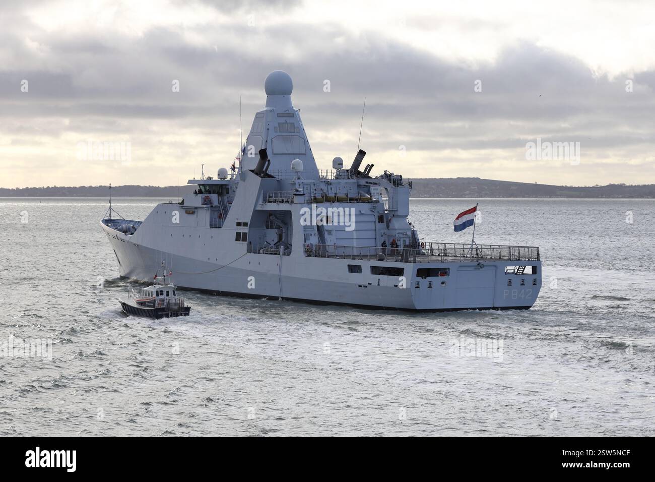 The Royal Netherlands Navy Holland class offshore patrol vessel HNLMS FRIESLAND (P842) heading ...