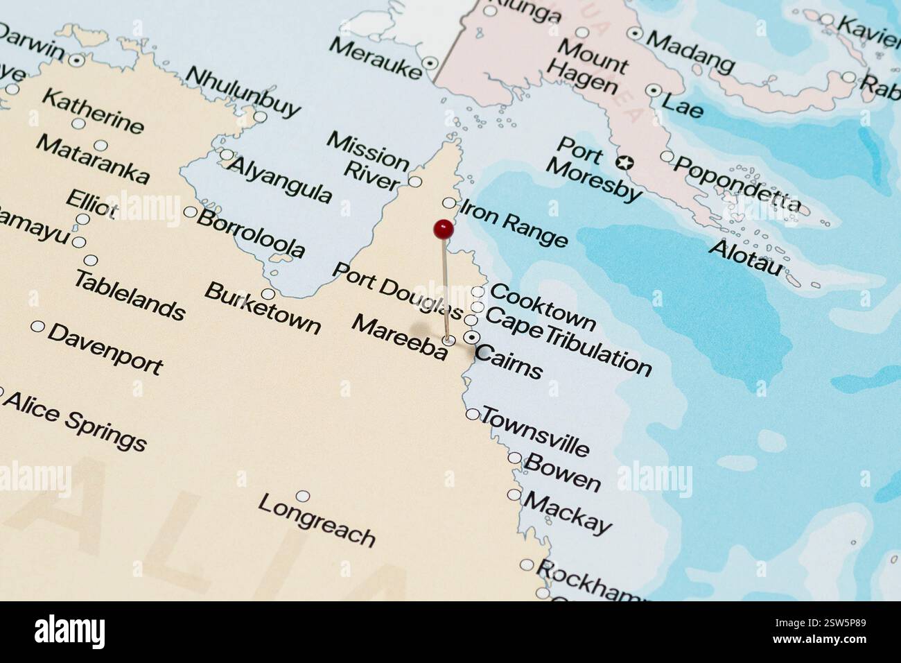 red pin needle into mareeba city of australia political map Stock Photo ...