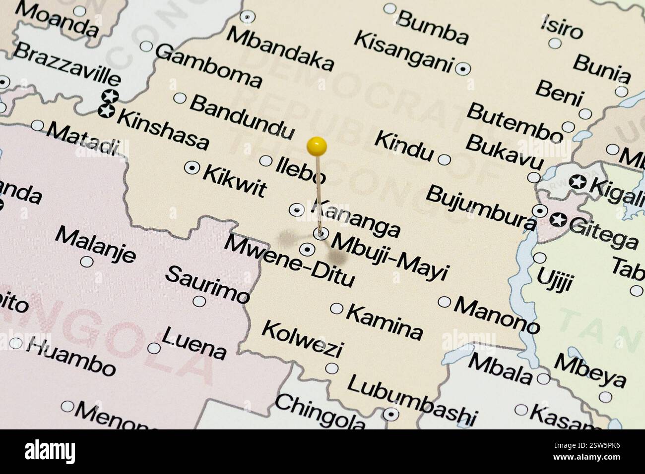yellow pin needle into mbuji mayi city of democratic republic of the ...