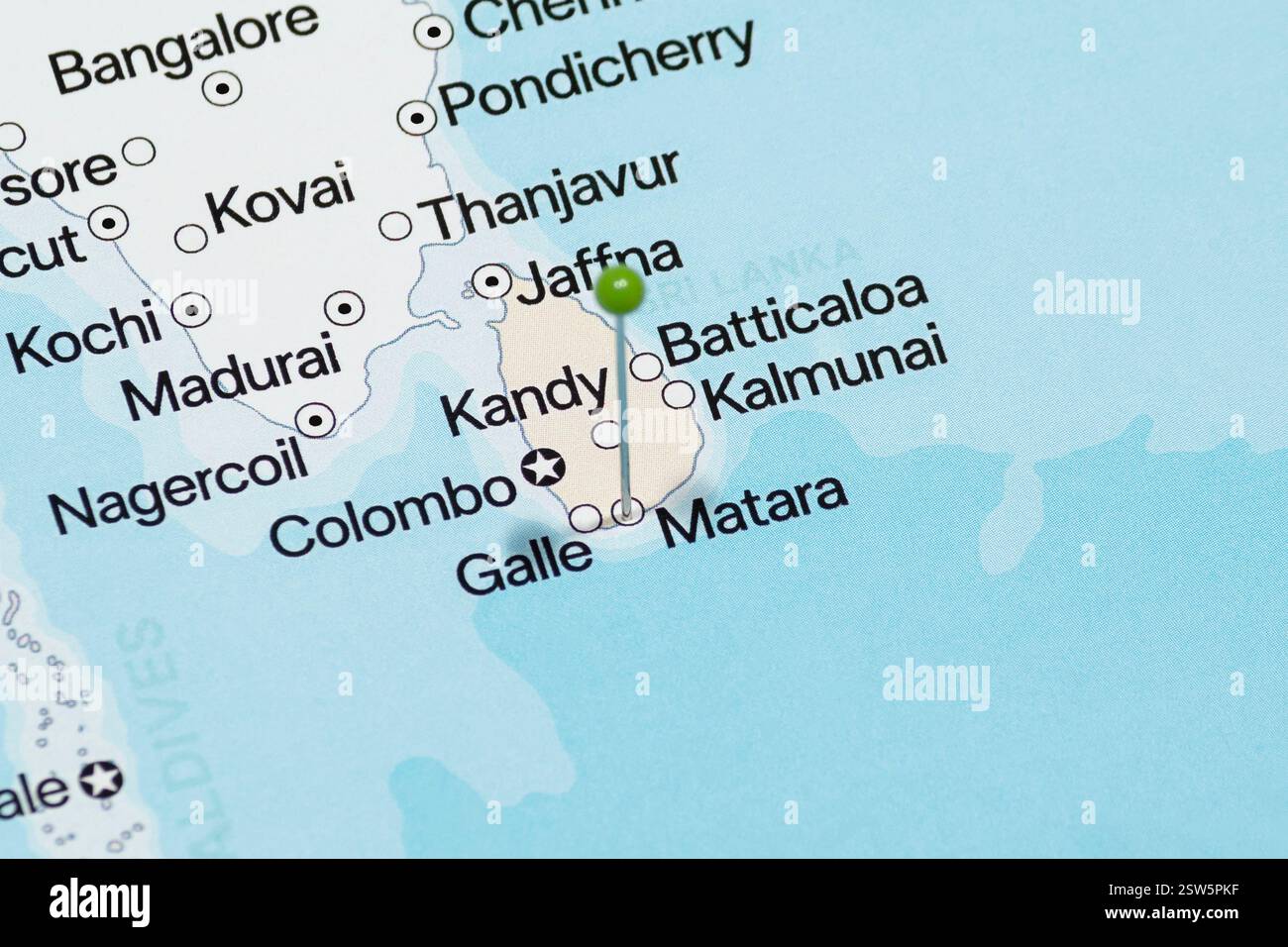 green pin needle into matara city of sri lanka political map Stock ...