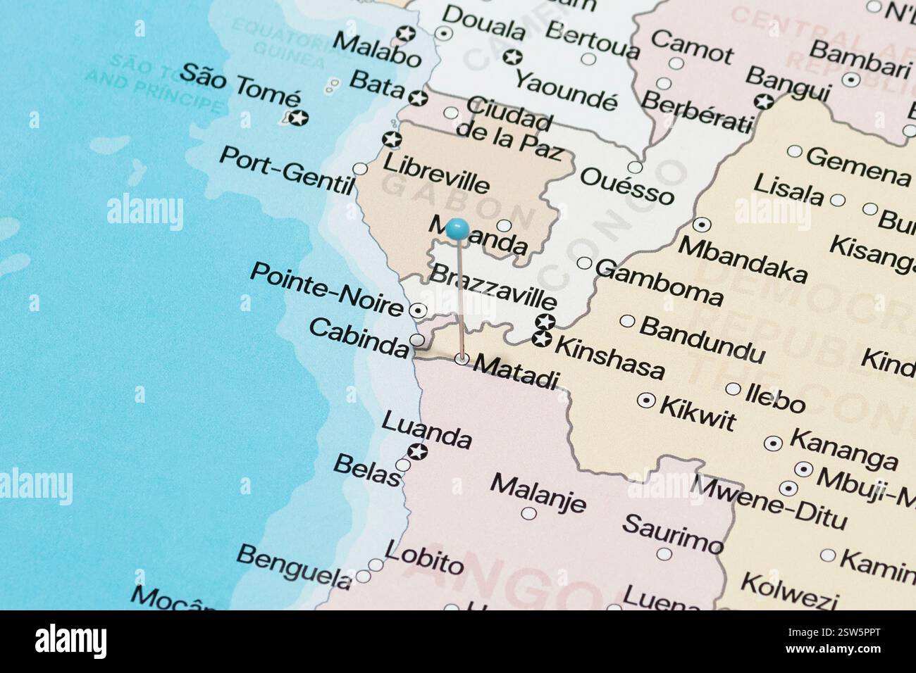 light blue pin needle into matadi city of democratic republic of the ...