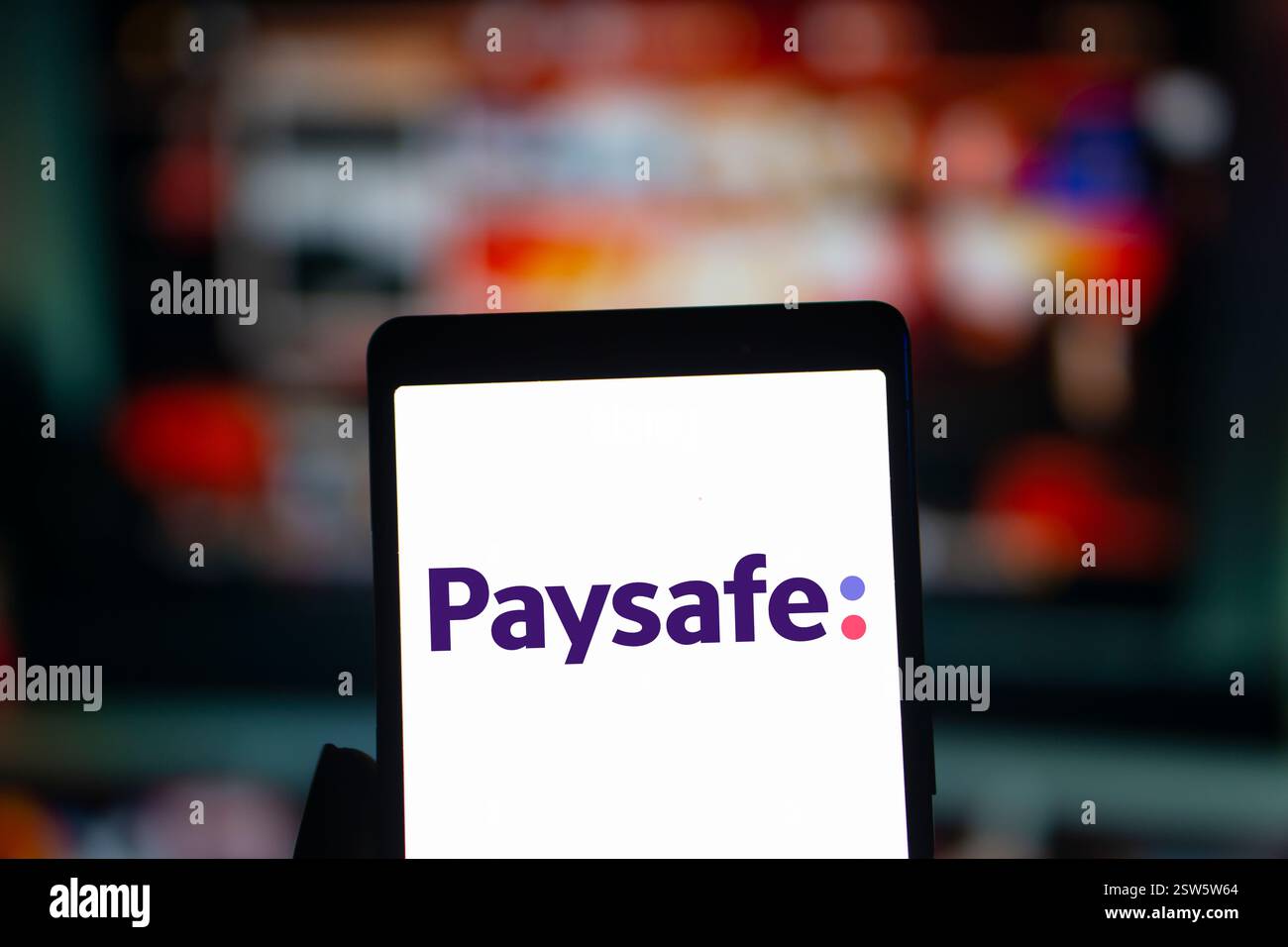 Dhaka, Bangladesh- 28 Sep 2024: Paysafe logo is displayed on smartphone ...