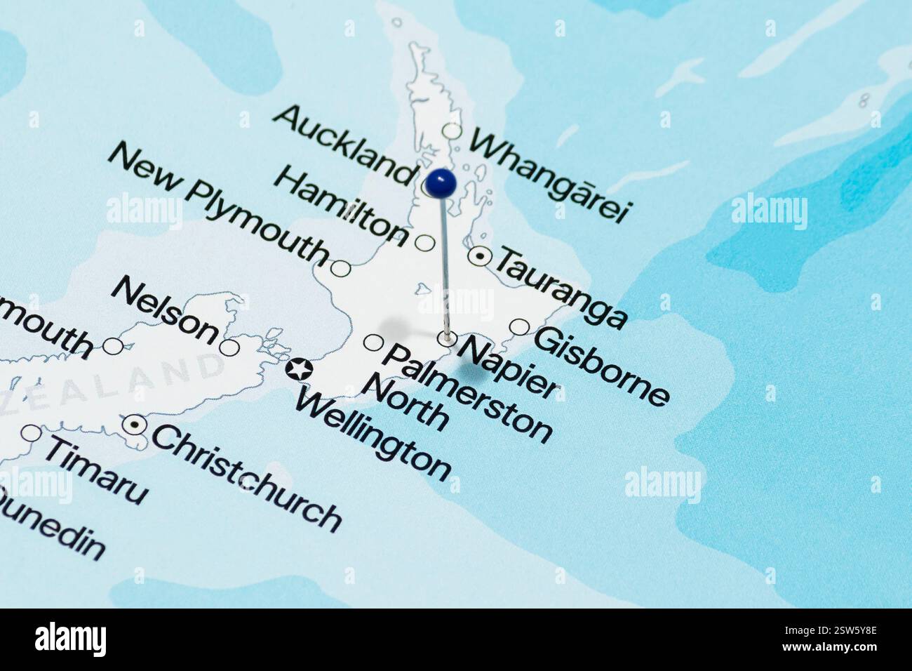 blue pin needle into napier city of new zealand political map Stock ...