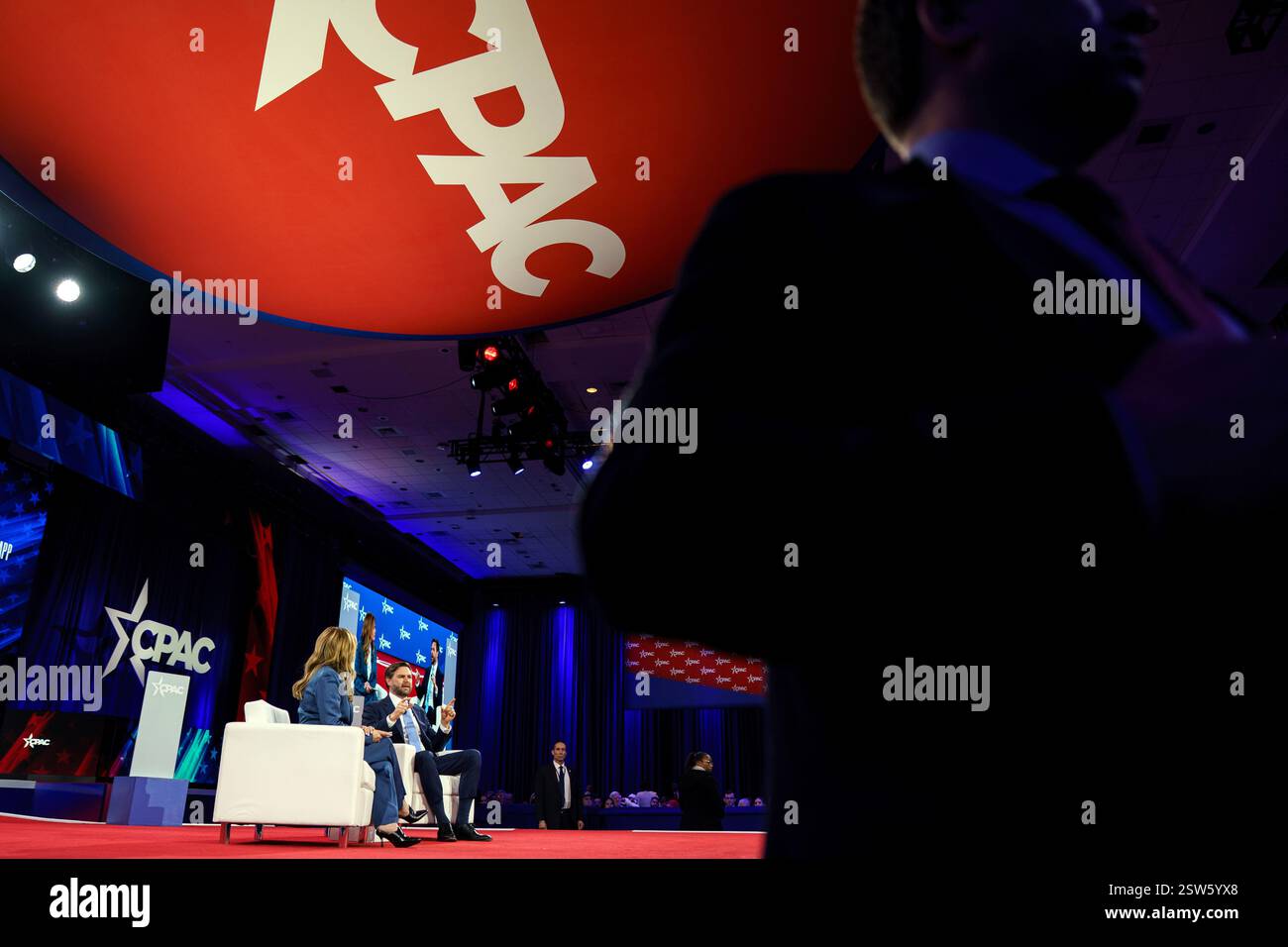 US Vice President JD Vance speaks with Mercedes Schlapp the ...