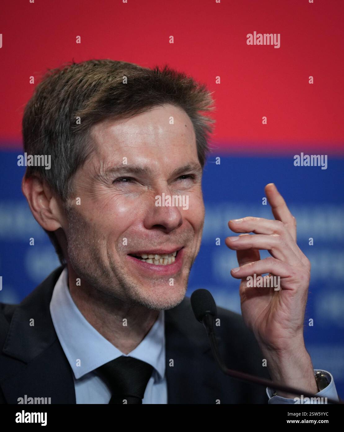 Berlin, Germany. 20th Feb, 2025. Director Lionel Baier speaks during ...