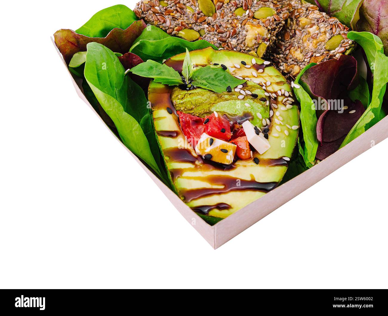 Healthy vegan lunch box with avocado and grains Stock Photo - Alamy