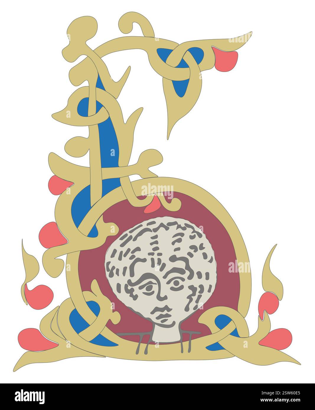 Cyrillic alphabet. Letters. Illustration, drawing of initial letters ...