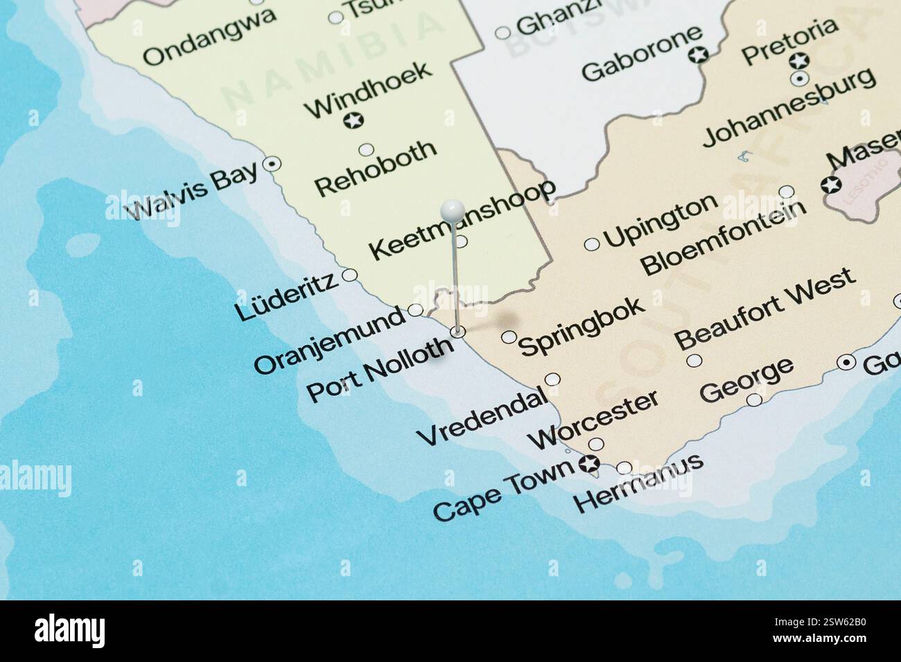 white pin needle into port nolloth city of south africa political map ...