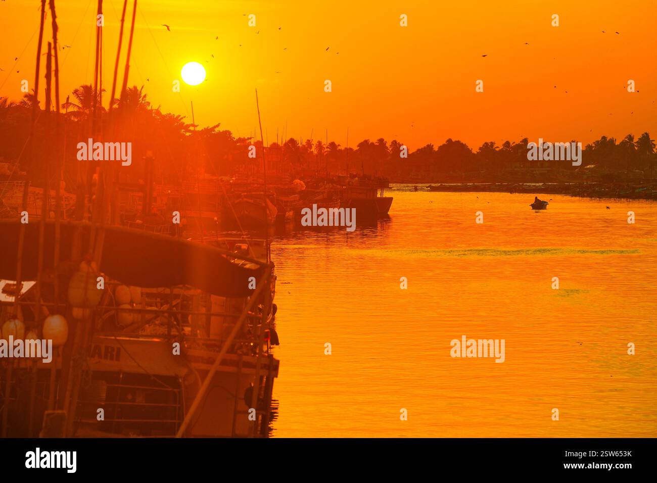 Colorful fishing boats on Negombo Lagoon, Colombo, Sri Lanka, Asia ...