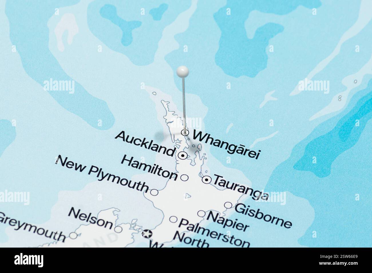 white pin needle into whangarei city of new zealand political map Stock ...