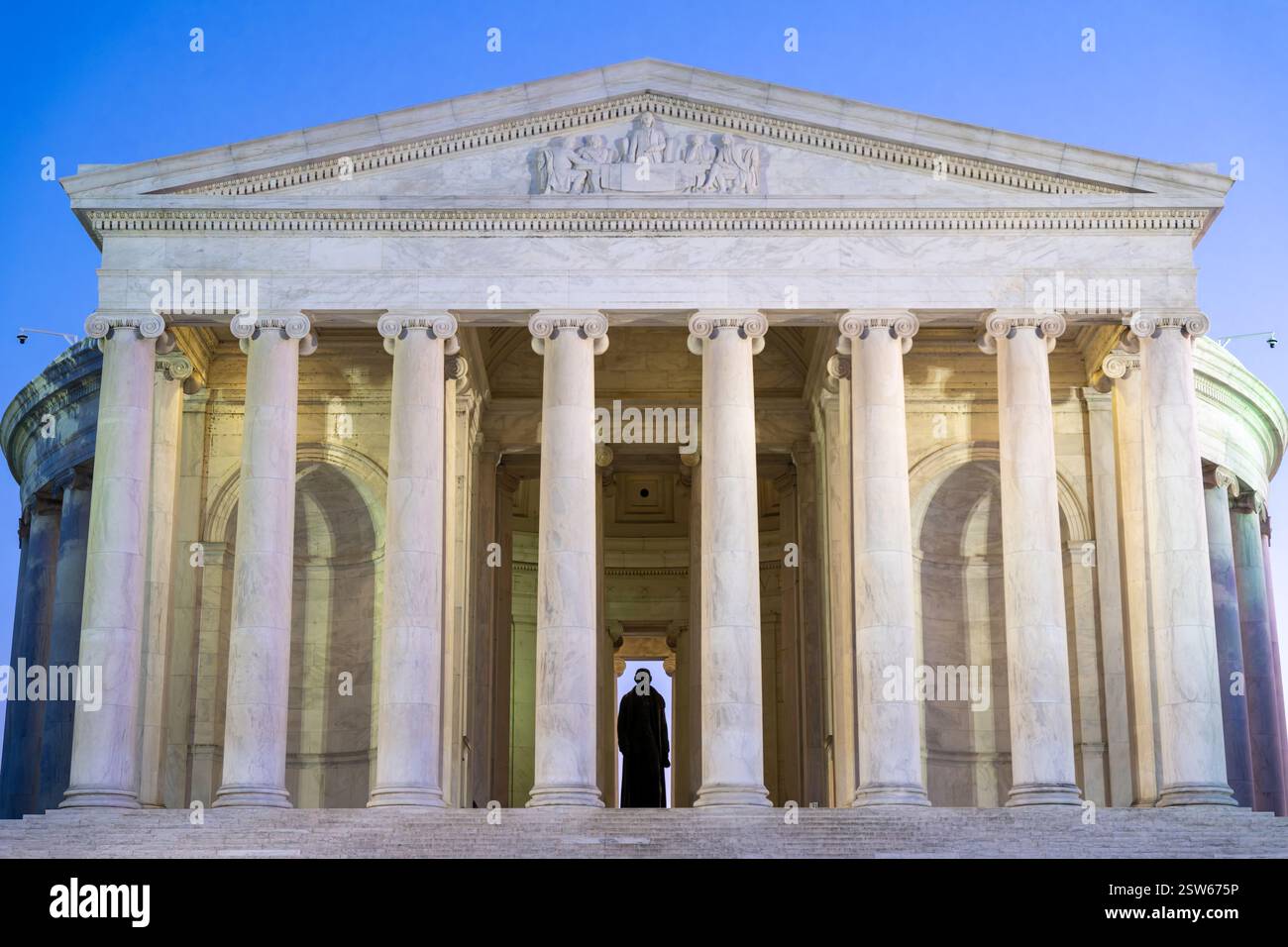 WASHINGTON DC — The bronze statue of Thomas Jefferson is viewed through ...