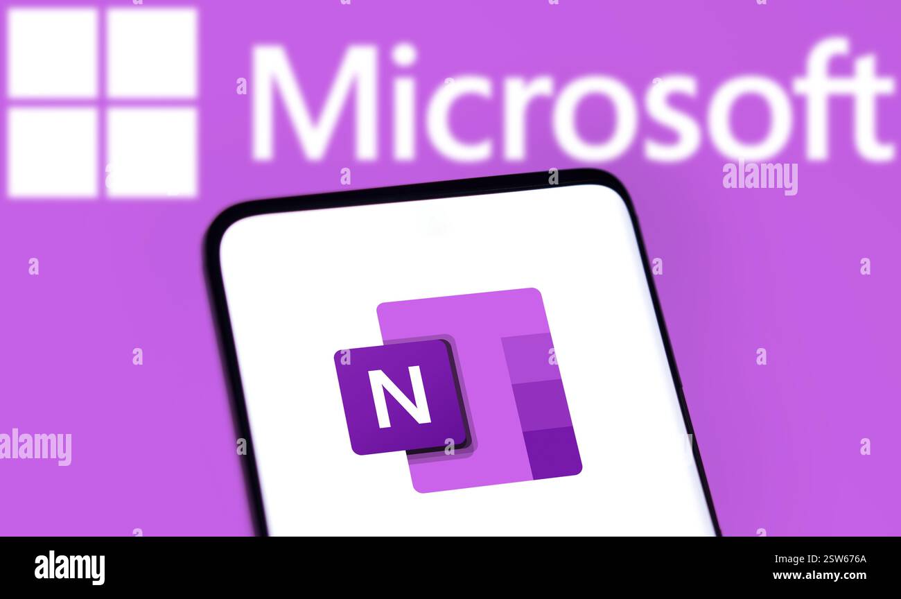 Dhaka, Bangladesh- 05 Oct 2024: Microsoft OneNote logo is displayed on ...