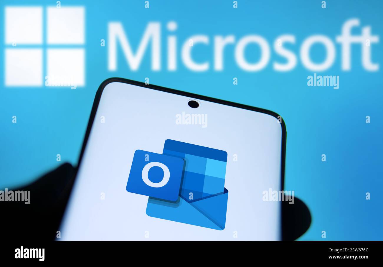 Dhaka, Bangladesh- 05 Oct 2024: Microsoft Outlook logo is displayed on ...