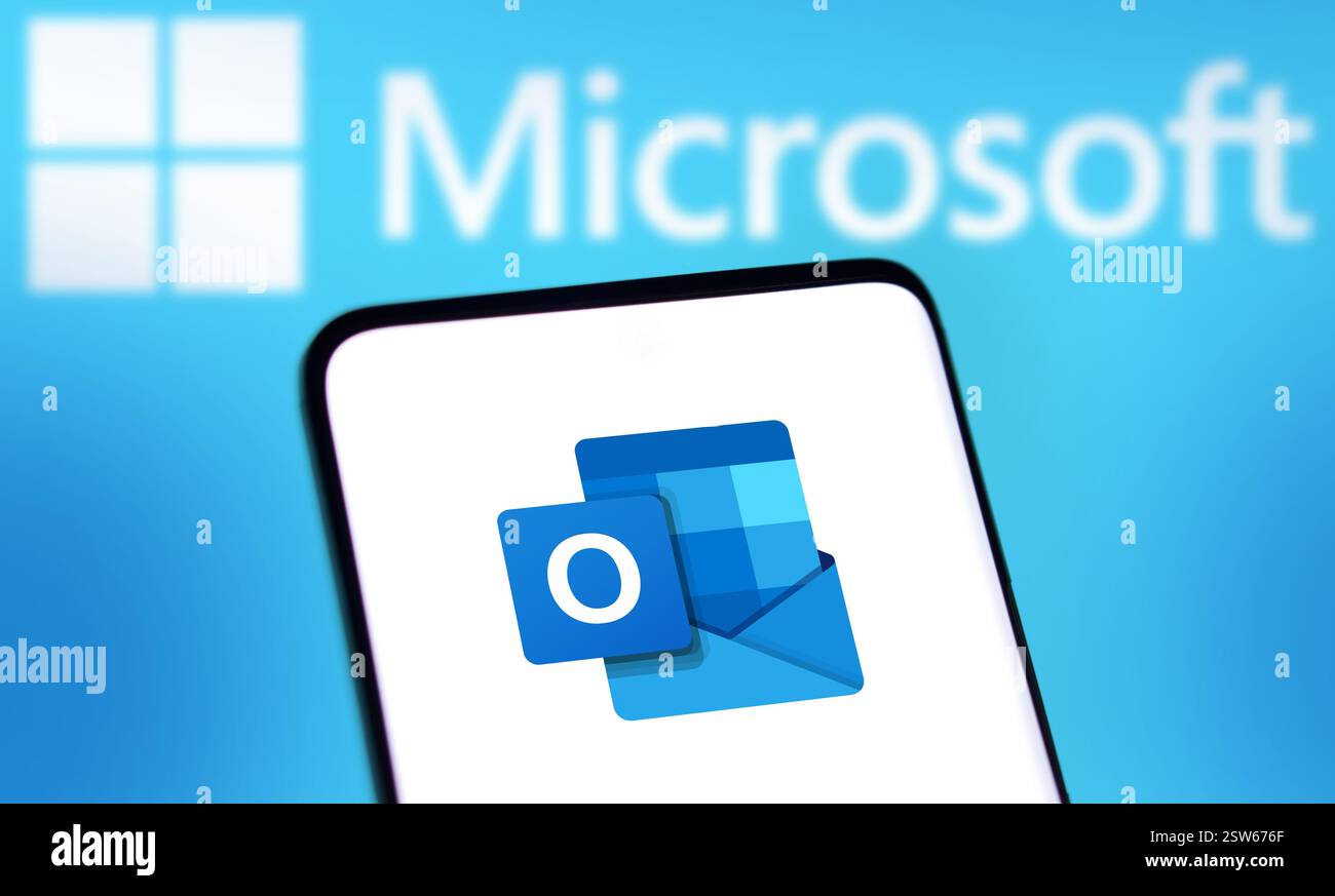 Dhaka, Bangladesh- 05 Oct 2024: Microsoft Outlook logo is displayed on ...