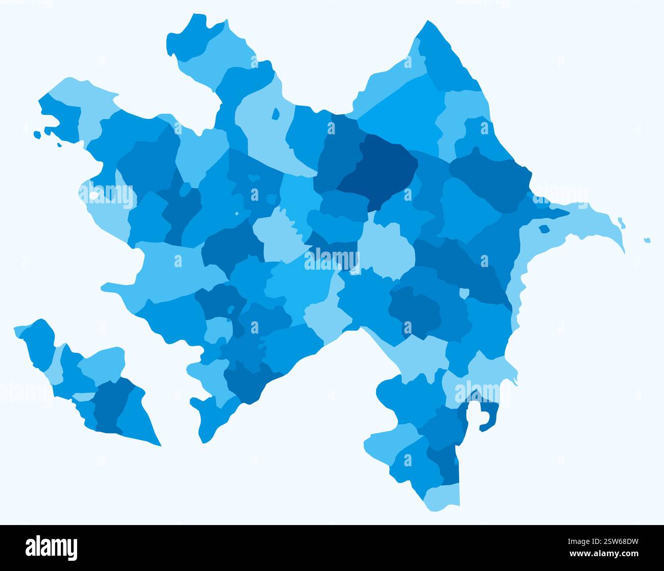 Map of Azerbaijan with regions. Just a simple country border map with ...