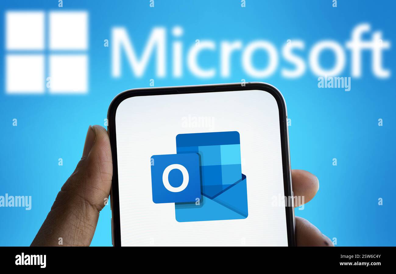 Dhaka, Bangladesh- 05 Oct 2024: Microsoft Outlook logo is displayed on ...