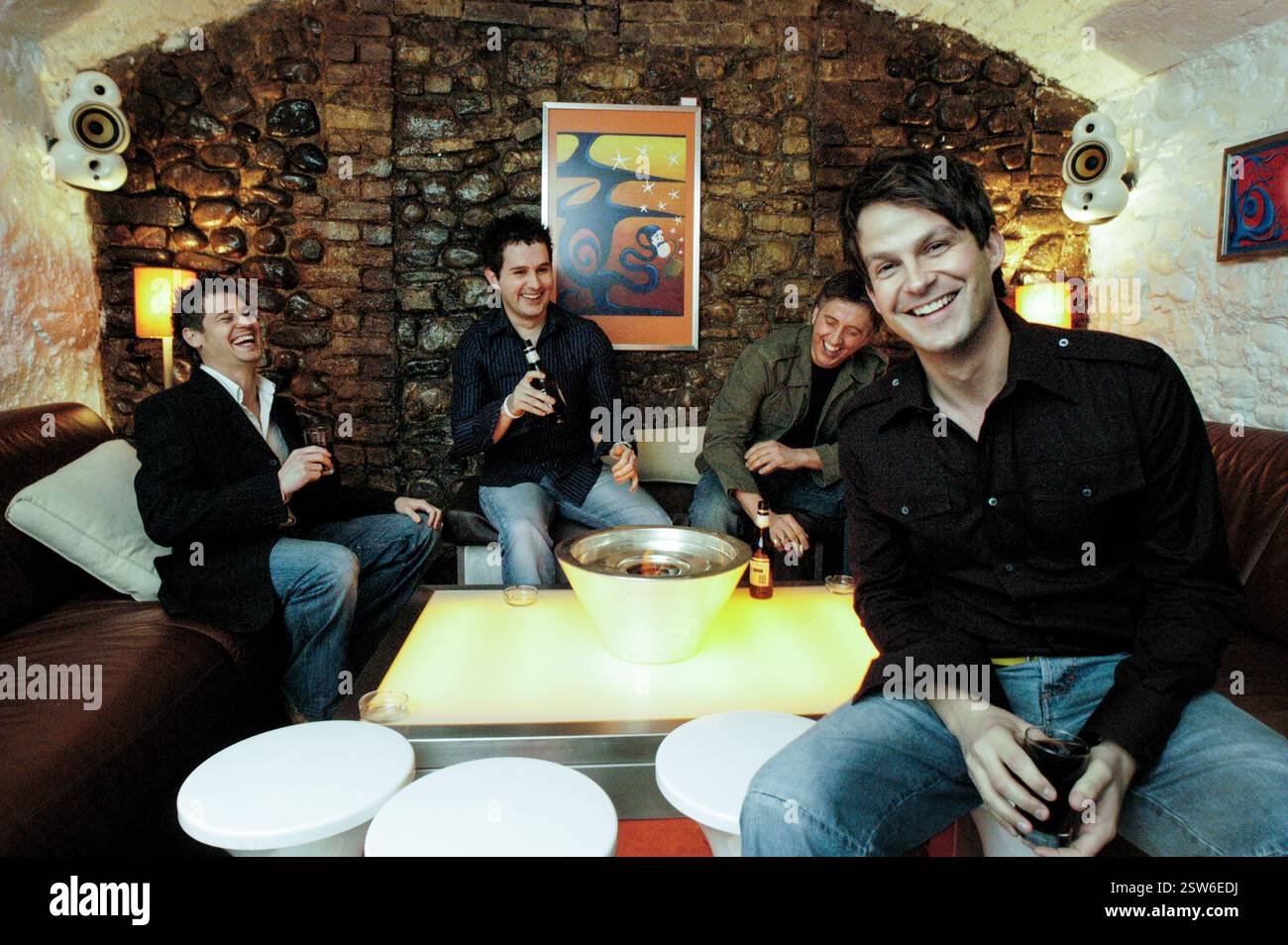 Welsh TV presenter Rhodri Owen (foreground) at the Soda Bar in Cardiff ...