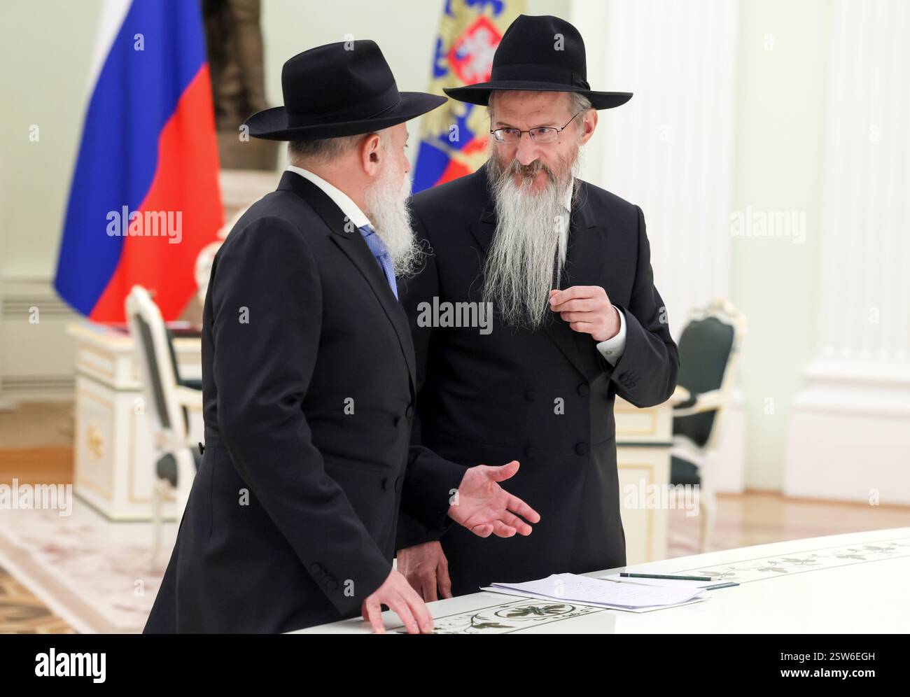 Chief Rabbi of Russia Berl Lazar, right, speaks to President of the ...