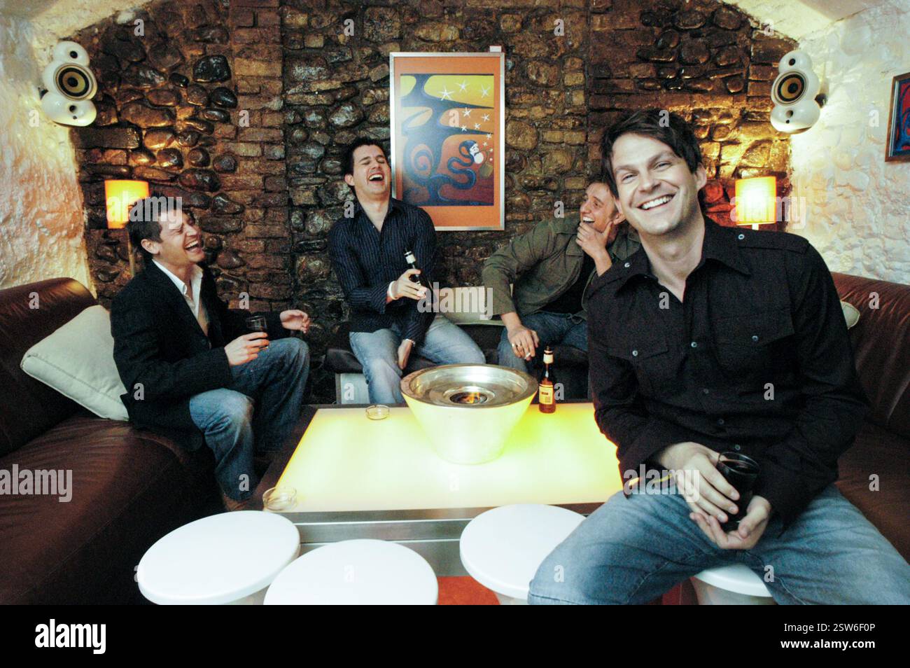 Welsh TV presenter Rhodri Owen (foreground) at the Soda Bar in Cardiff ...