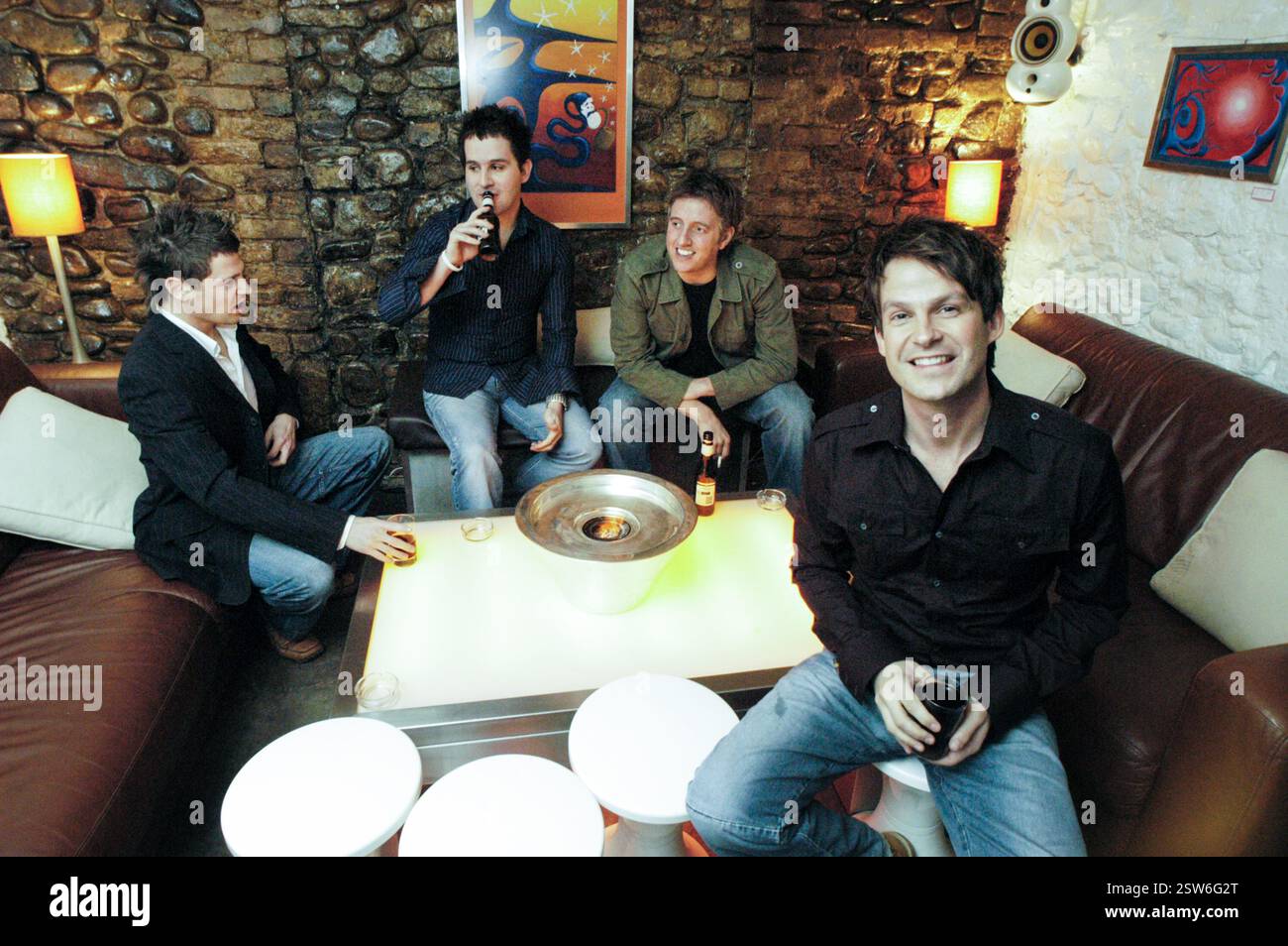 Welsh TV presenter Rhodri Owen (foreground) at the Soda Bar in Cardiff ...