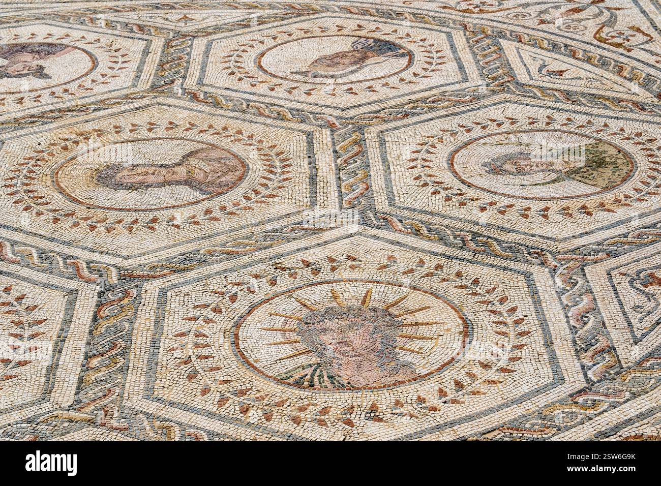 Roman mosaic with busts of the planetary deities, ca. 150 AD, House of ...