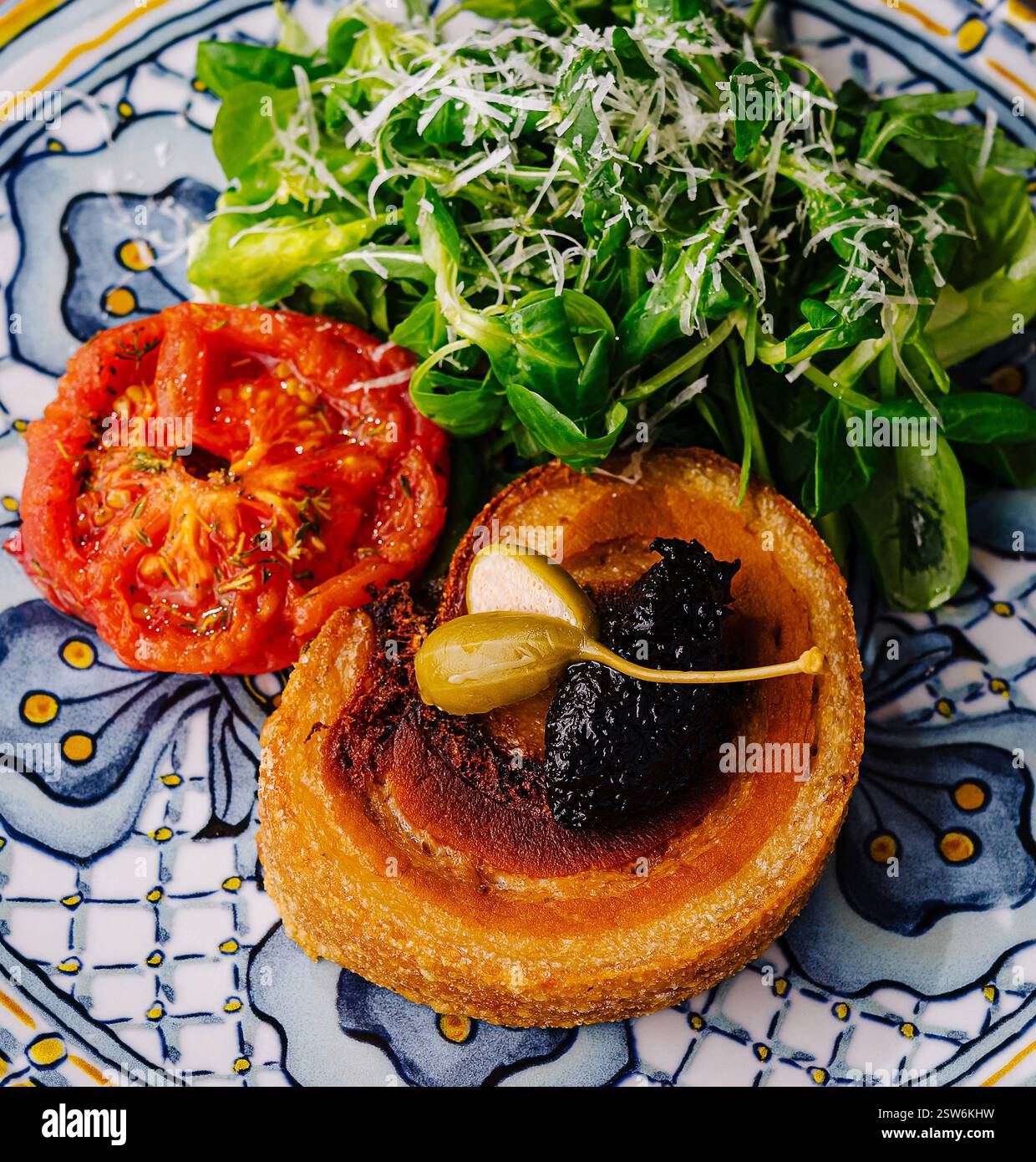 Elevated view of a delicious toast with tomato hi-res stock photography ...
