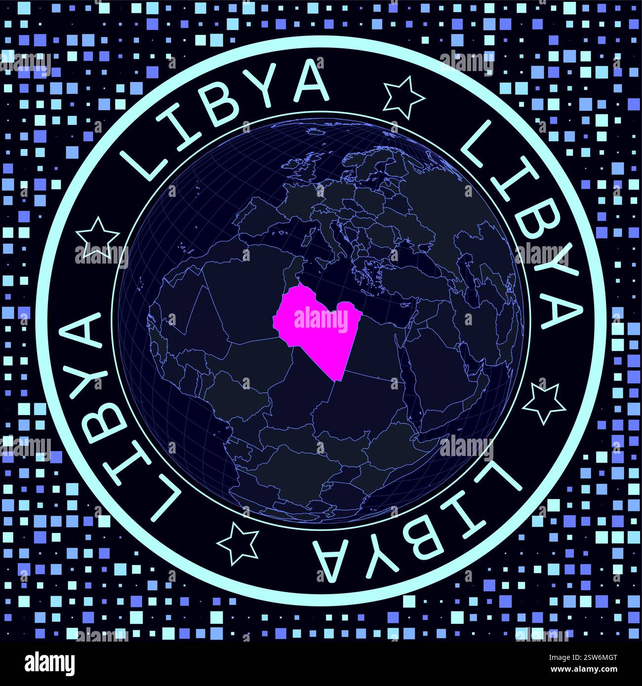 Libya on globe vector. Futuristic satellite view of the world centered ...