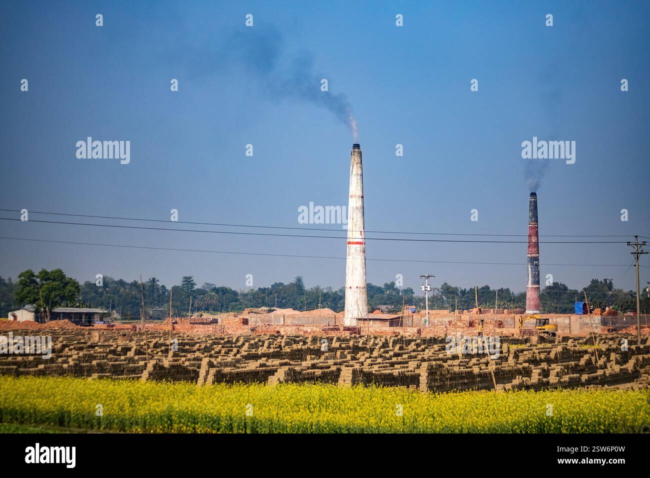 Brick production in Bangladesh, factory producing bricks Stock Photo ...