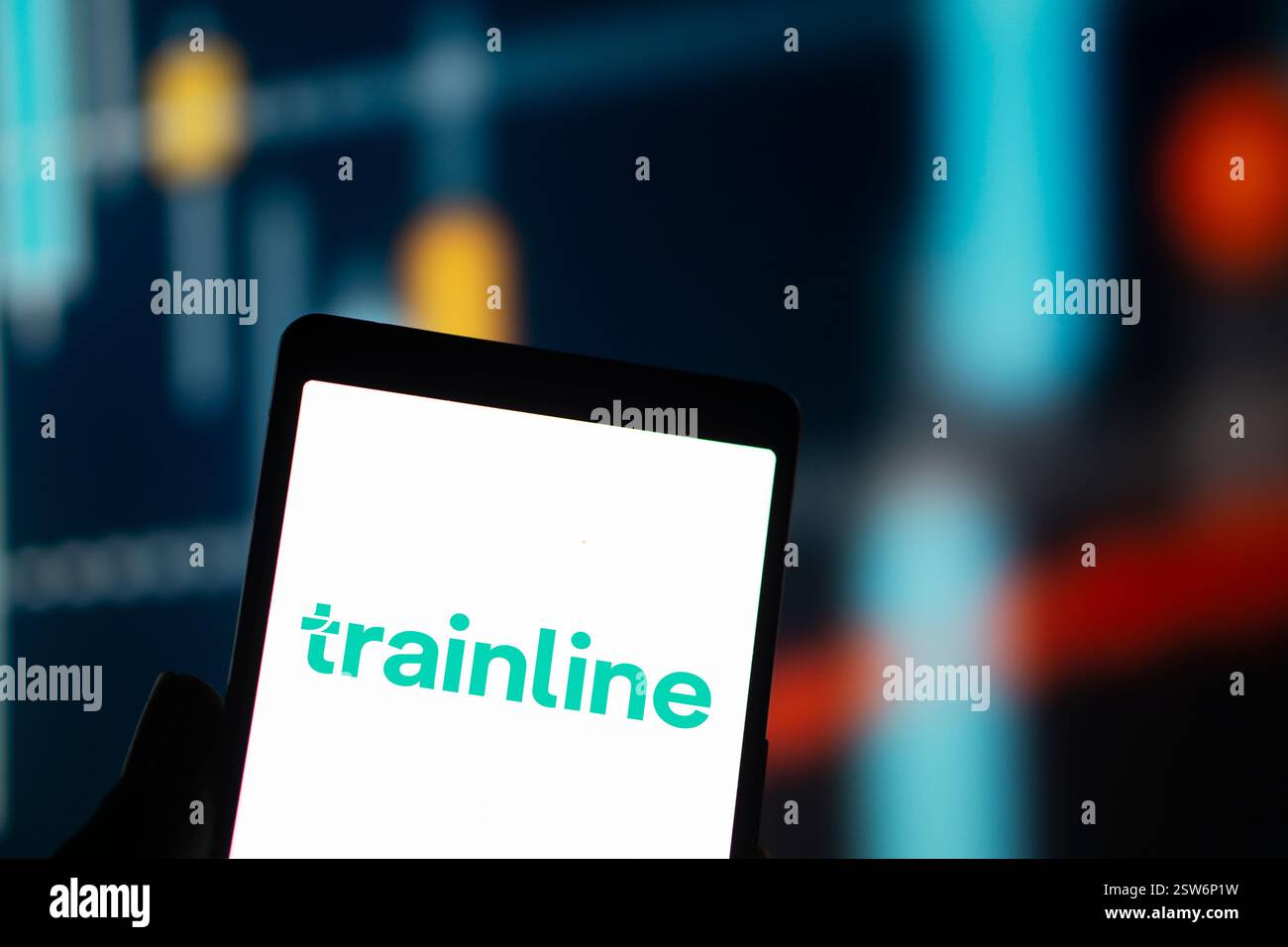 Dhaka, Bangladesh- 28 Sep 2024: Trainline logo is displayed on ...