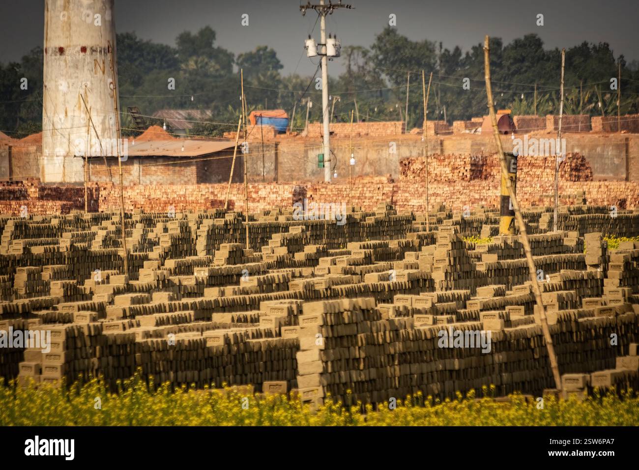Brick production in Bangladesh, factory producing bricks Stock Photo ...