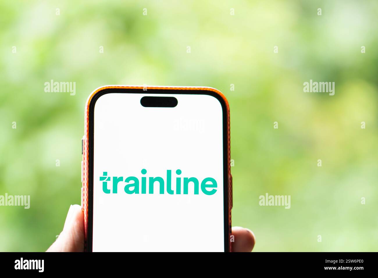 Dhaka, Bangladesh- 28 Sep 2024: Trainline logo is displayed on ...