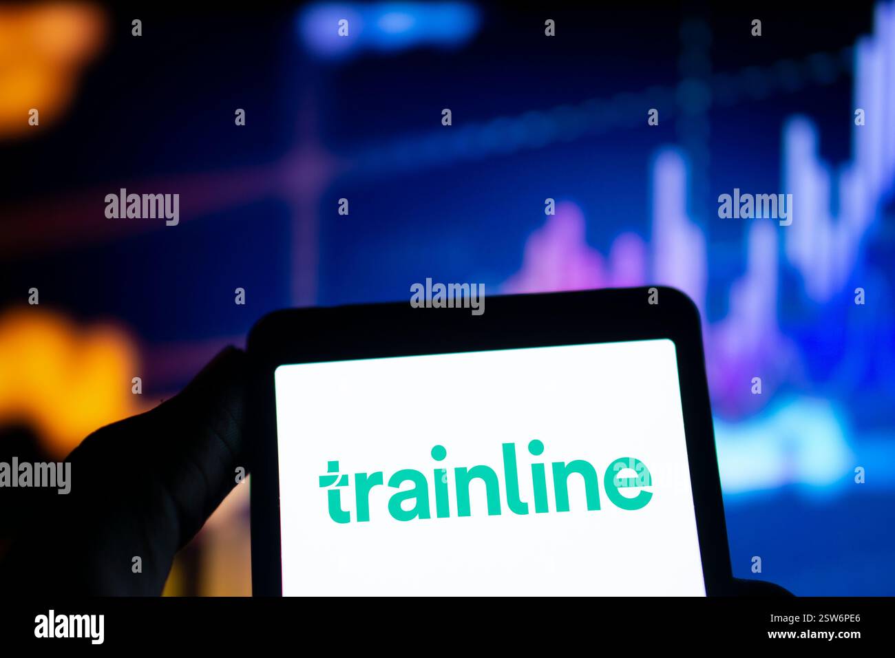 Dhaka, Bangladesh- 28 Sep 2024: Trainline logo is displayed on ...