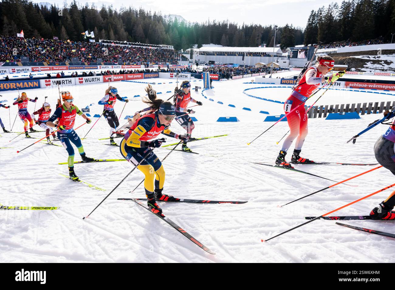 250220 Ella Halvarsson of Sweden competes in single mixed relay during ...