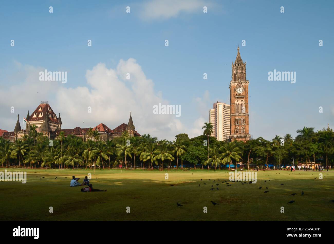 View of Oval Maidan and the Rajabai Clock Tower is a clock tower in ...