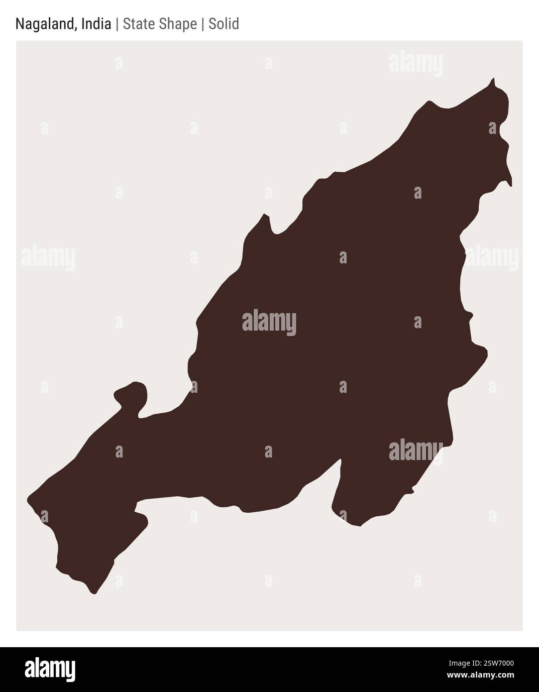 Nagaland, India. Simple vector map. State shape. Solid style. Border of ...
