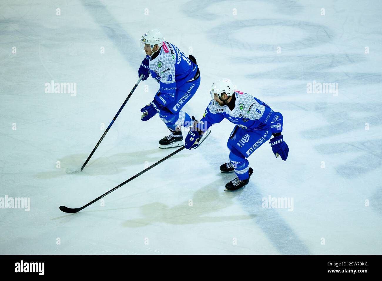 KRAKOW, POLAND, Dec 22, 2024, A hockey match between COMARCH CRACOVIA AND RE-PLAST UNIA OSWIECIM ...