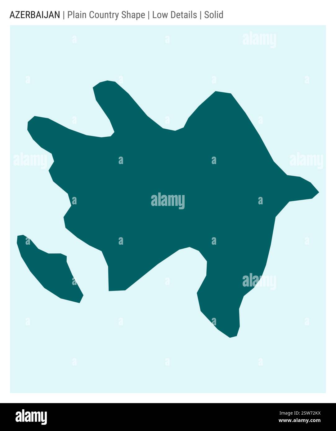 Azerbaijan plain country map. Low details. Solid style. Shape of ...