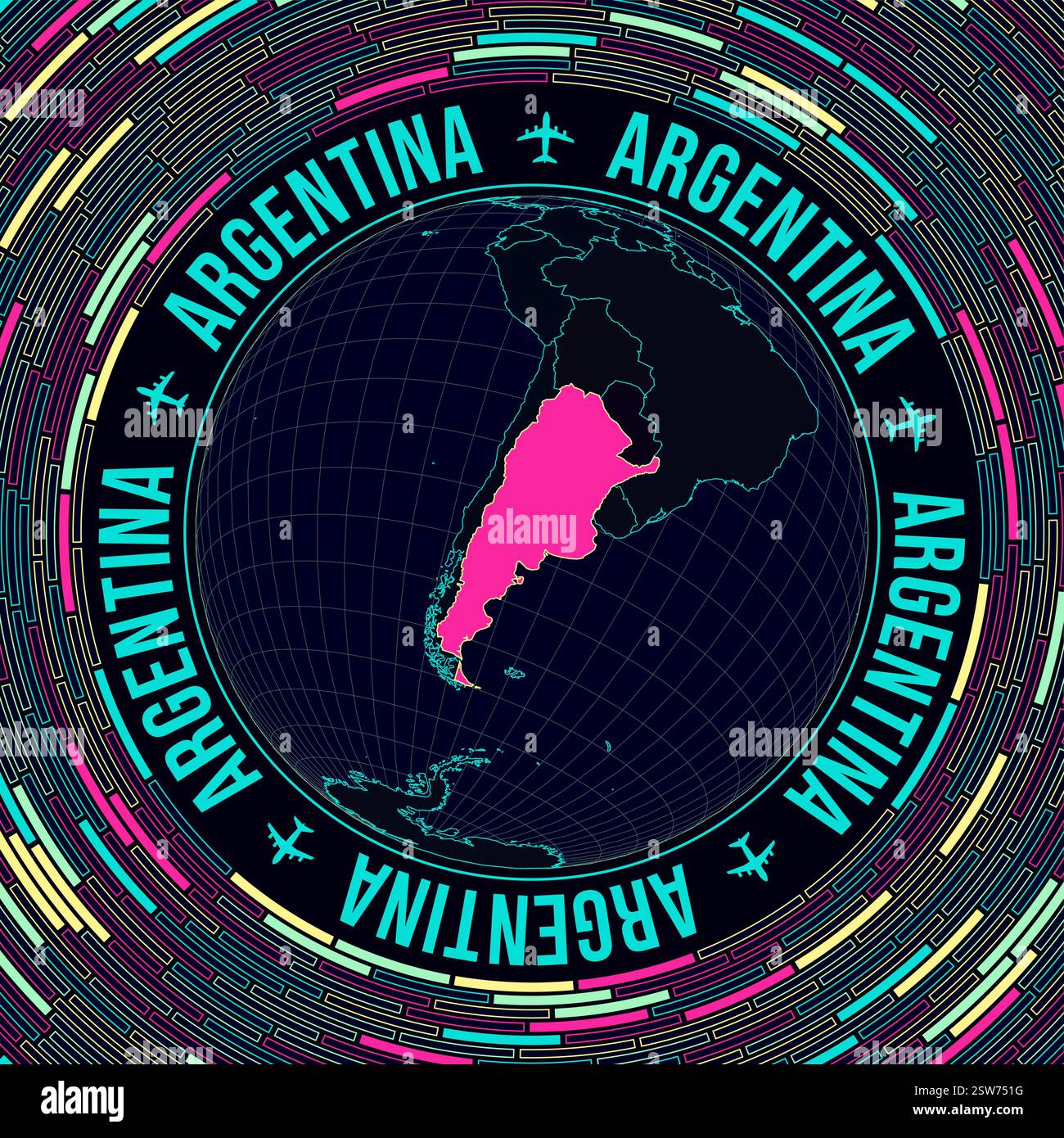 Argentina map glowing neon hi-res stock photography and images - Alamy
